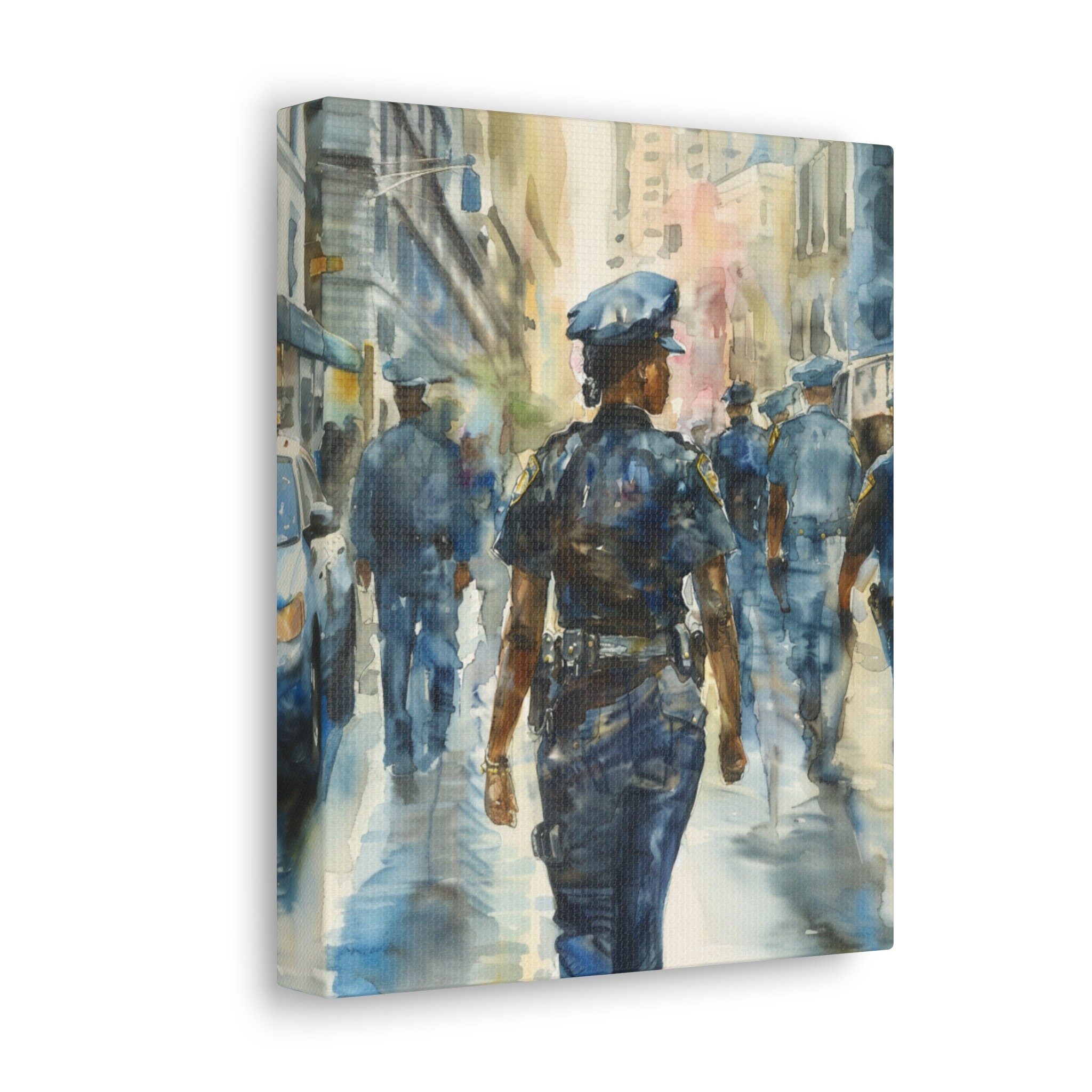 African American Police Officer Design 1 Canvas Gallery Wraps Black ...