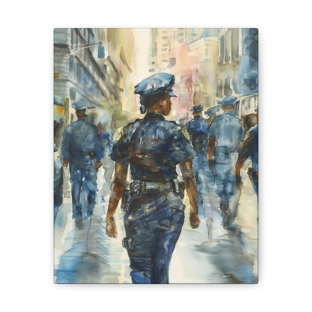African American Police Officer Design 1 Canvas Gallery Wraps Black ...