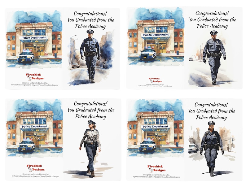 Watercolor Police Academy Graduation Card, Congratulations Officer - Etsy