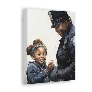 African American Police Officer Design #3 Canvas Gallery Wraps | Black ...