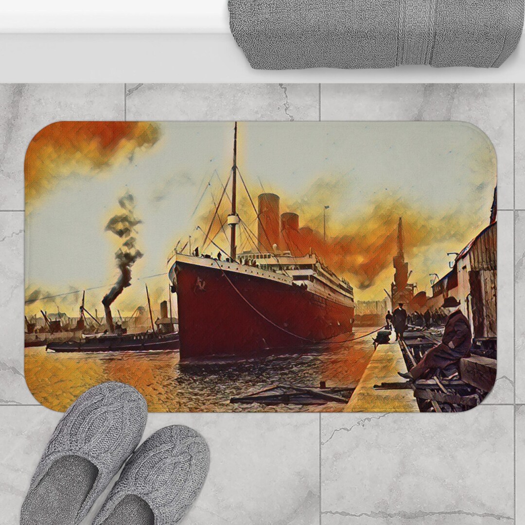 Bath Mat - Titanic Watercolor and Historical Photo Variations, Vintage ...