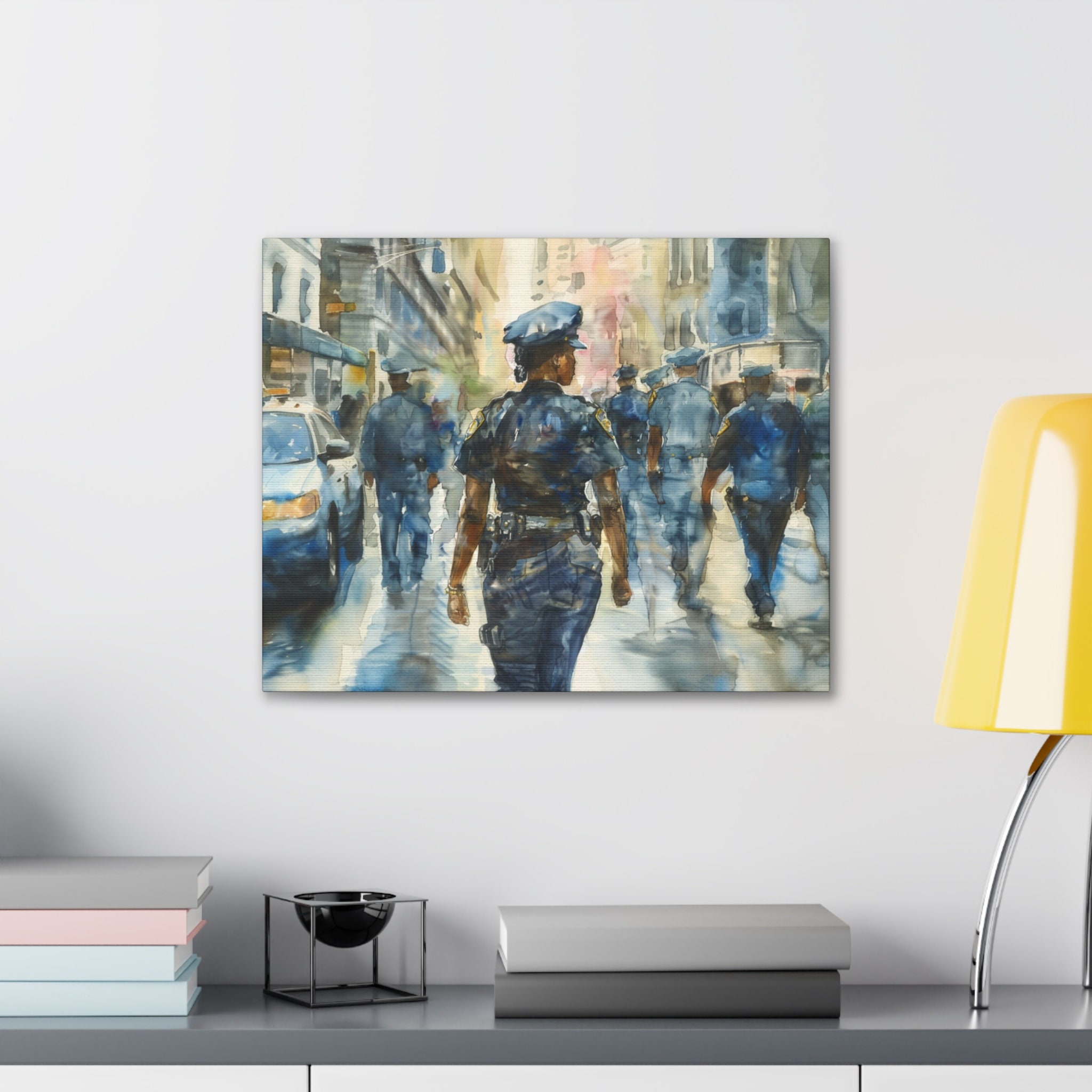 African American Police Officer Design 1 Canvas Gallery Wraps Black ...