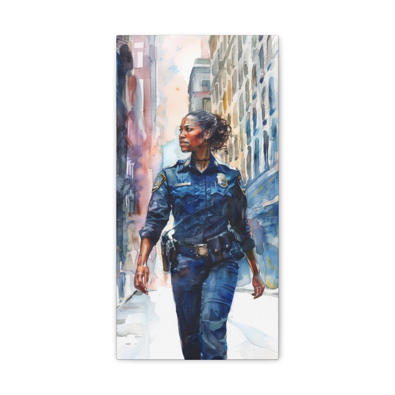 African American Police Officer Design #2 Canvas Gallery Wraps | Black ...