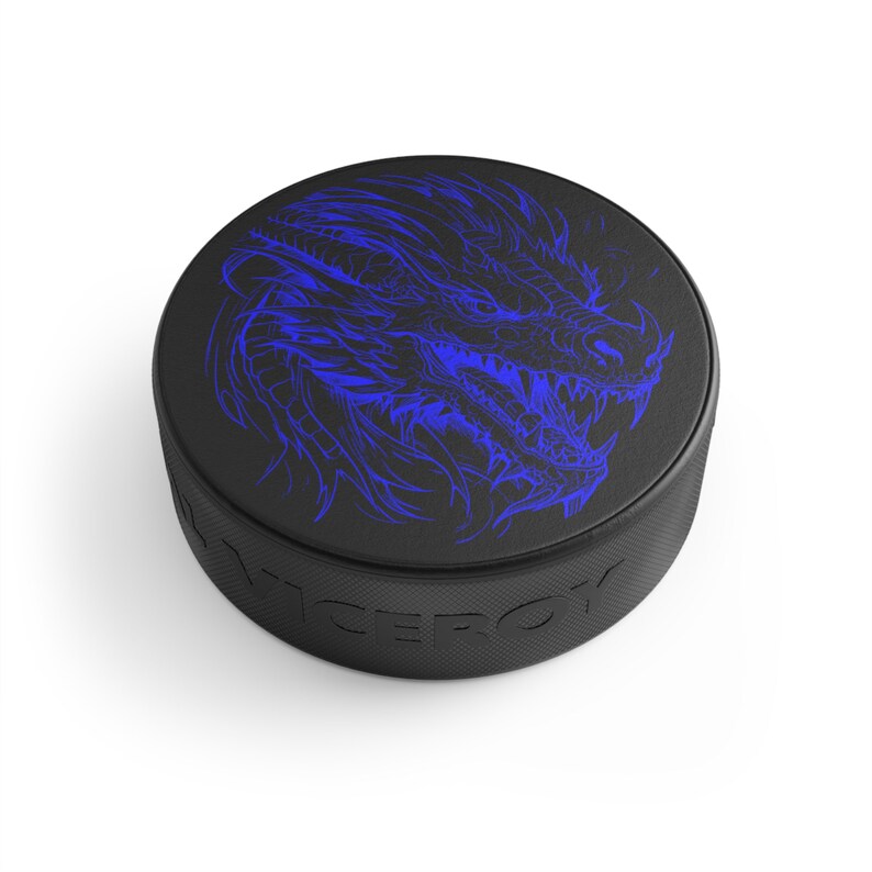 Chinese Wood Dragon Hockey Puck Zodiac Signs Mythical Monster Blue Red ...