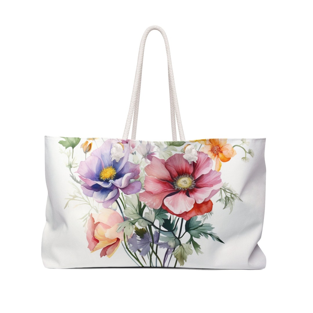 Floral Weekender Bag | Carry-on Gym Carryall Tote Satchel Beach Pool ...