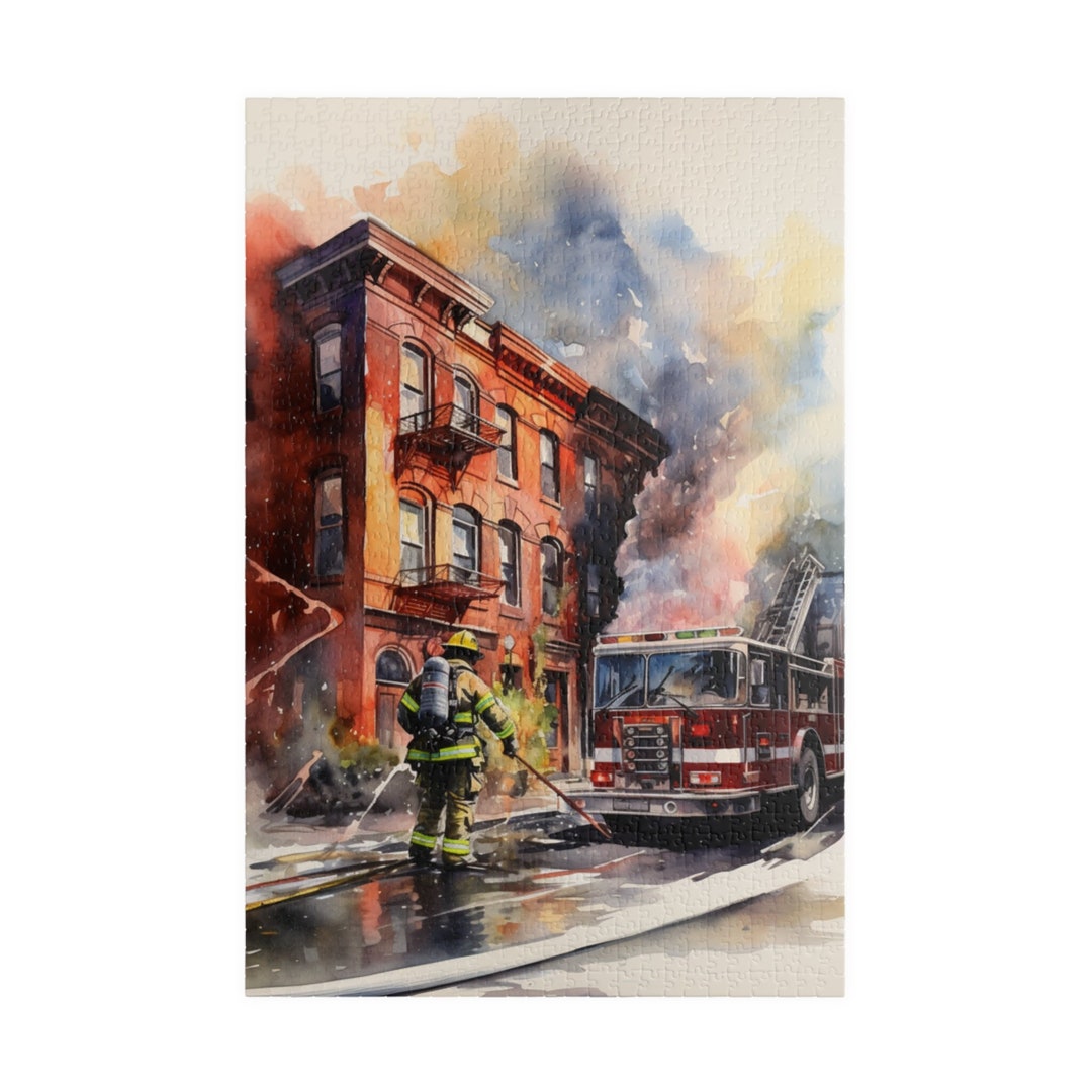 Rowhouse Fire Puzzle 500, 1014-piece Firefighter Graduation Gift ...