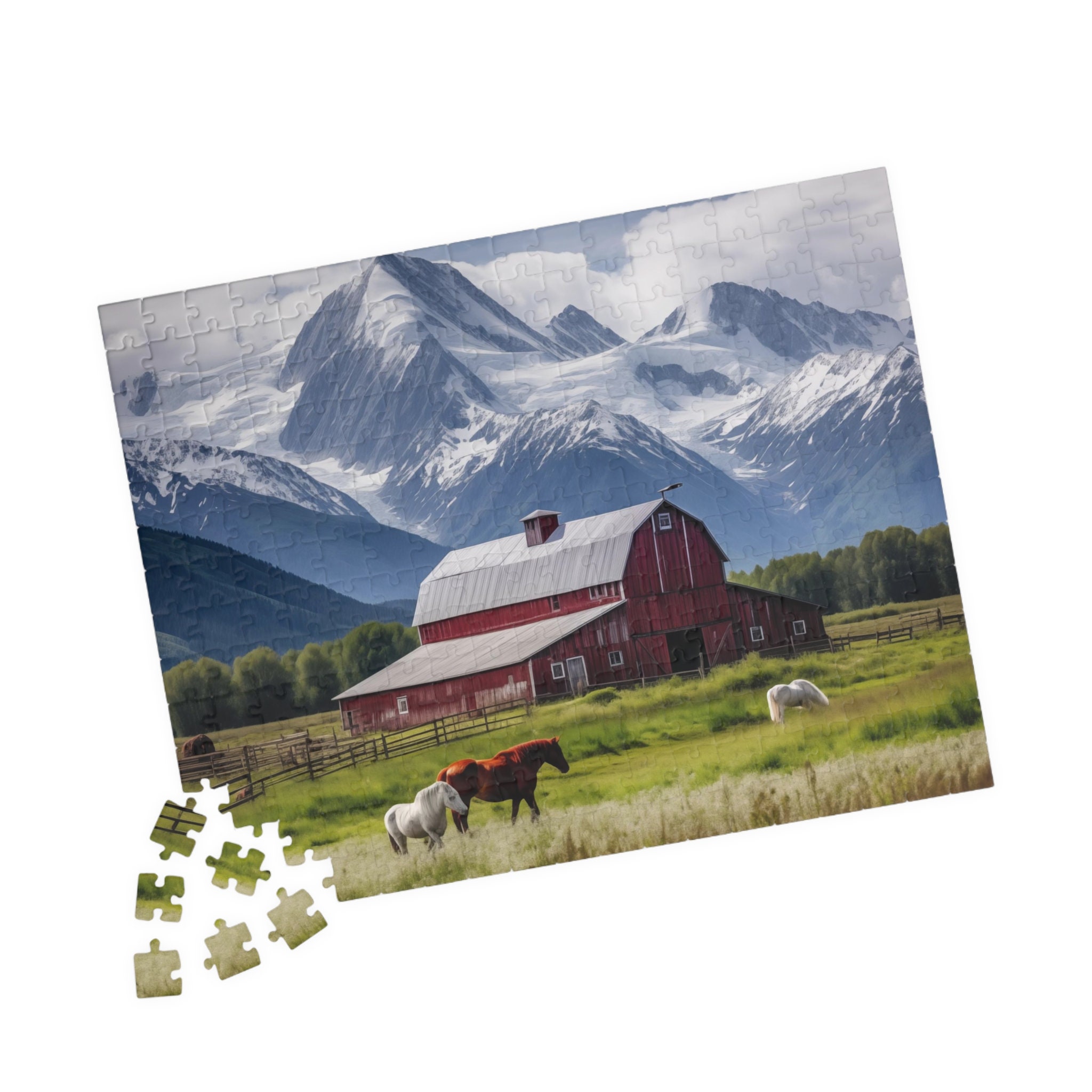 Big Red Barn Puzzle (110, 252, 520, 1014-piece) Beautiful Scenic ...