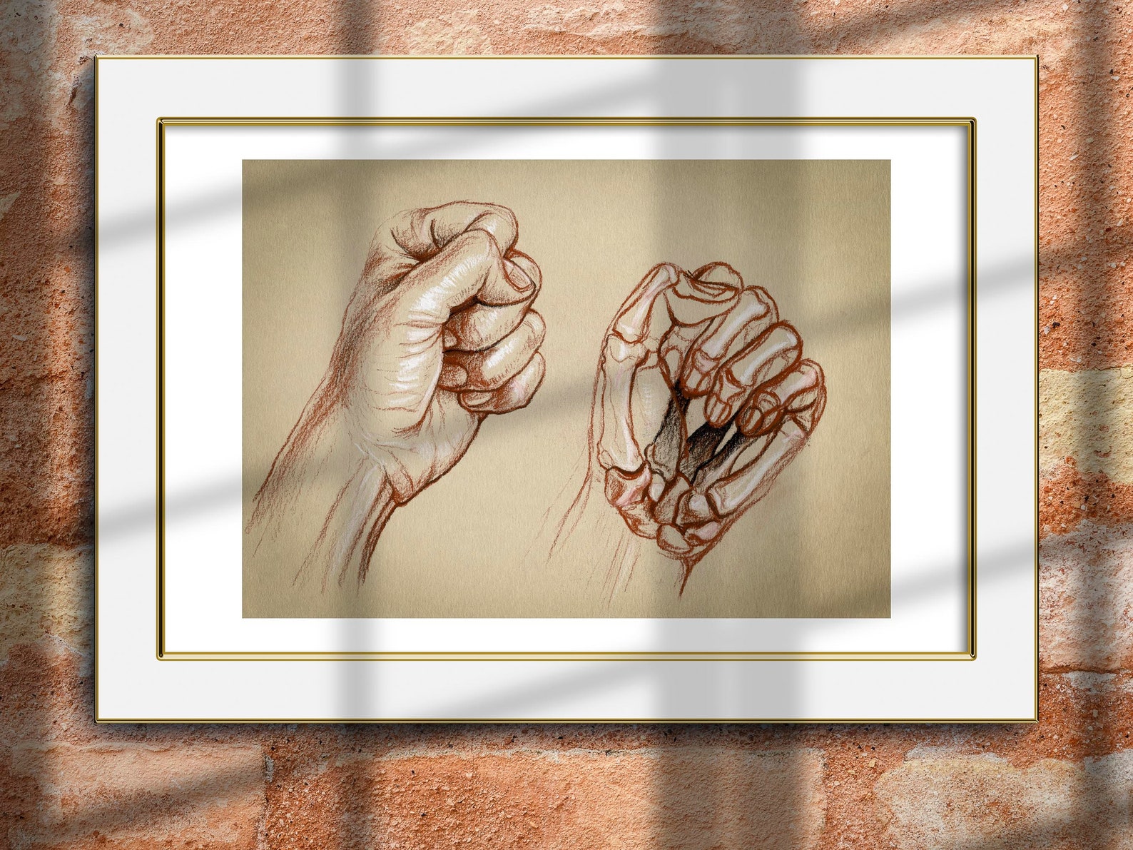 Hand Anatomy Art Print: Metacarpal Carpal Drawing (digital Download ...