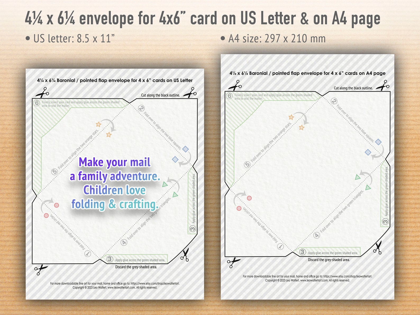 4x6” Pointed Flap Envelope Printable Baronial Flap Envelope 4x6 ...