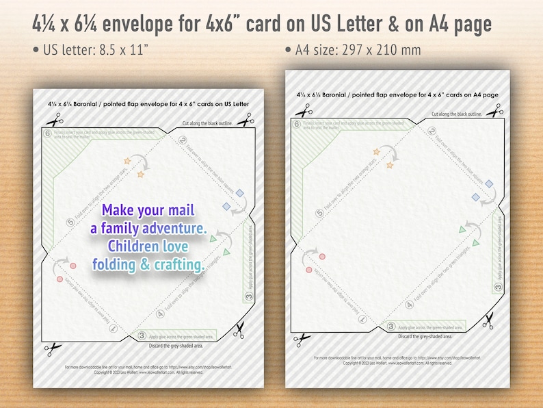 4x6” Pointed Flap Envelope Printable Baronial Flap Envelope 4x6 ...