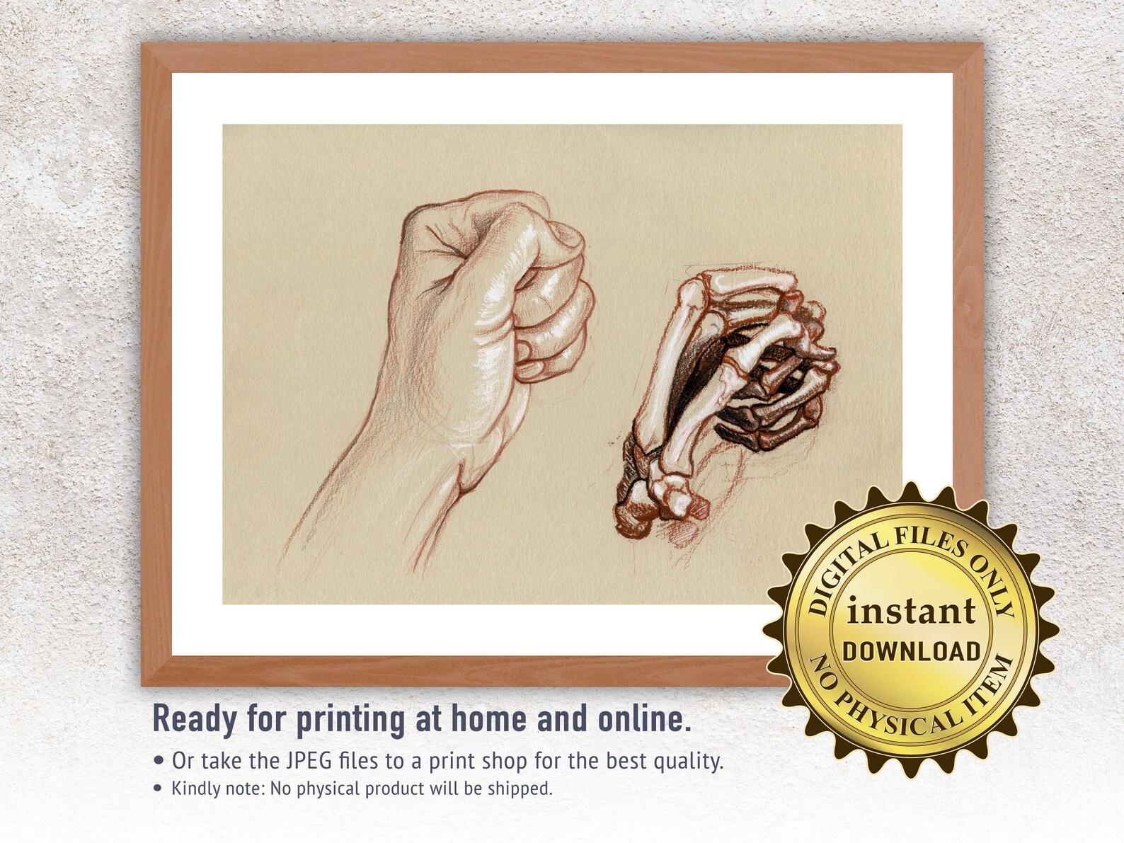 Printable Anatomical Poster of a Fist and Its Bones, Orthopedic Surgeon ...