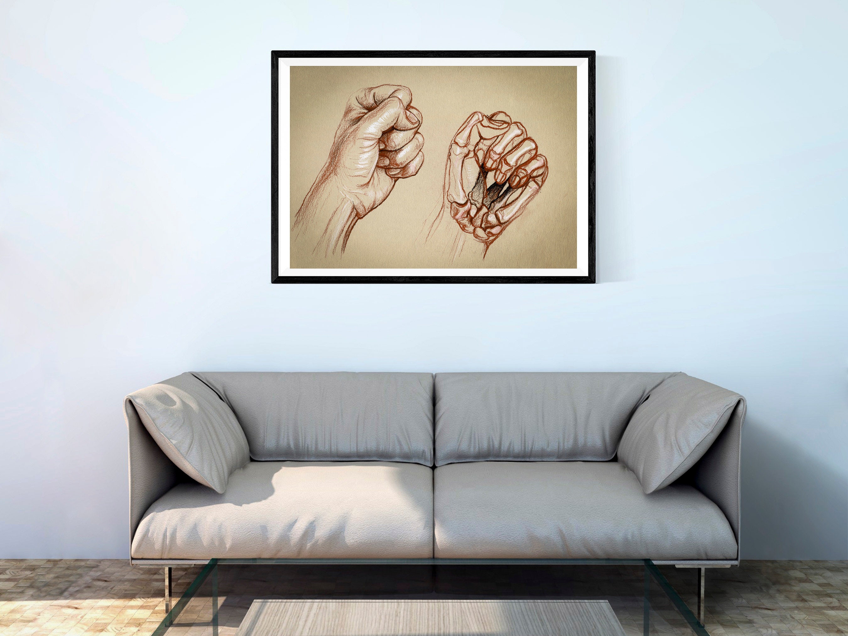 Hand Anatomy Art Print: Metacarpal Carpal Drawing (digital Download ...