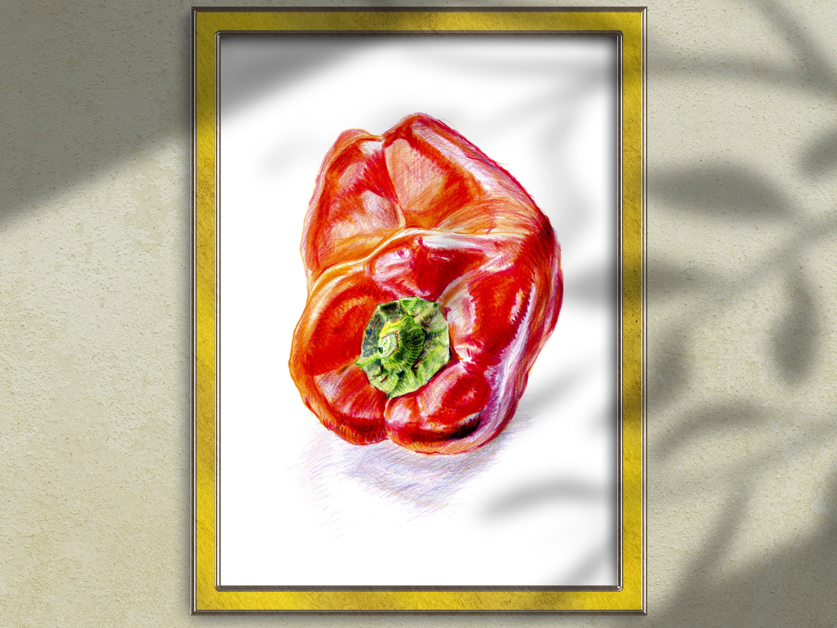 Red Bell Pepper Drawing Instant Download. Red Pepper Drawing. Culinary ...