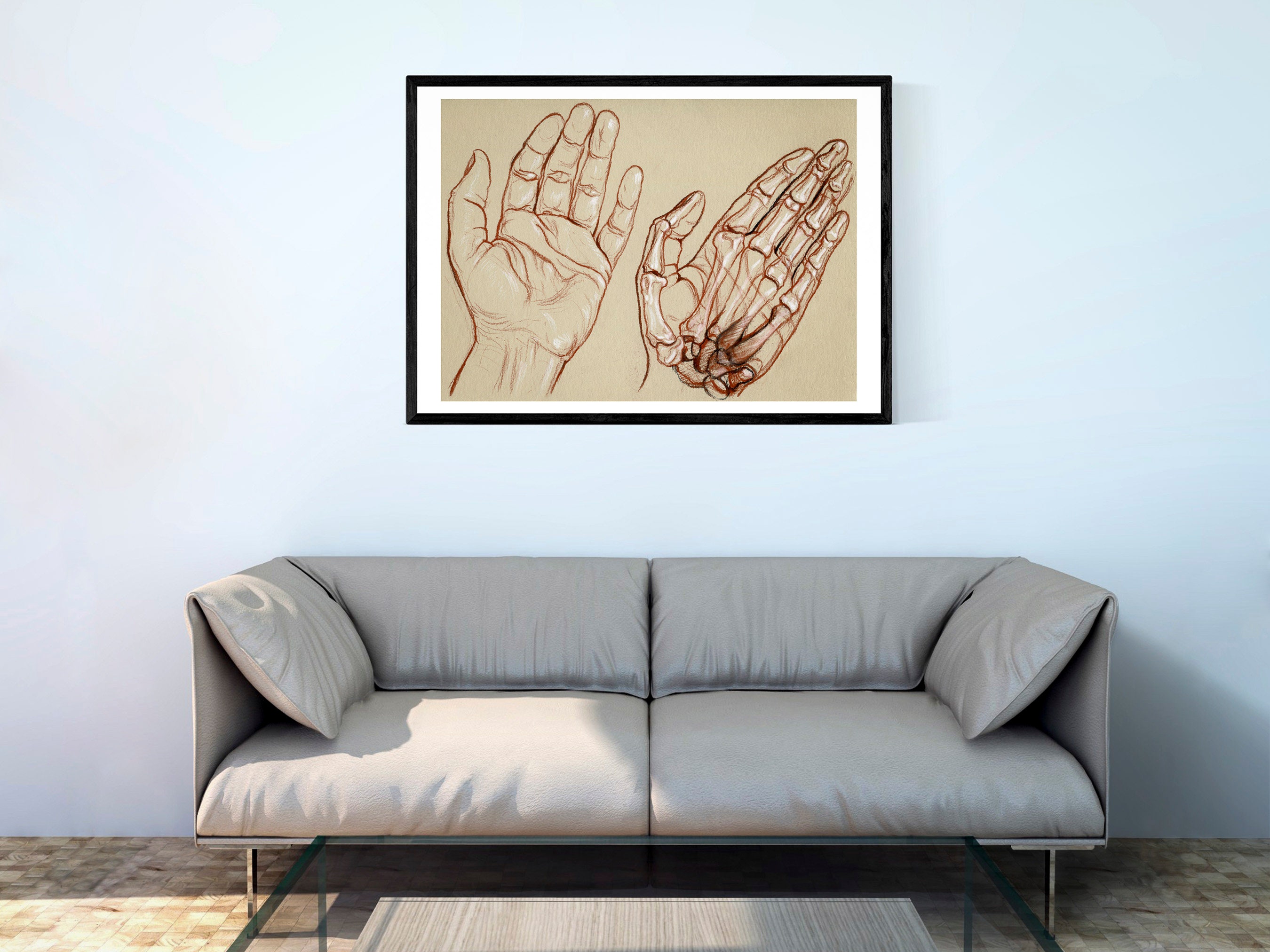 Hand Anatomy Drawing: Freehand Palm Art, Surgeon Gift (digital Download ...