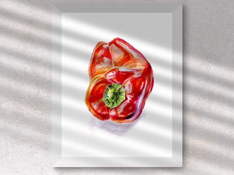 Red Bell Pepper Drawing Instant Download. Red Pepper Drawing. Culinary ...