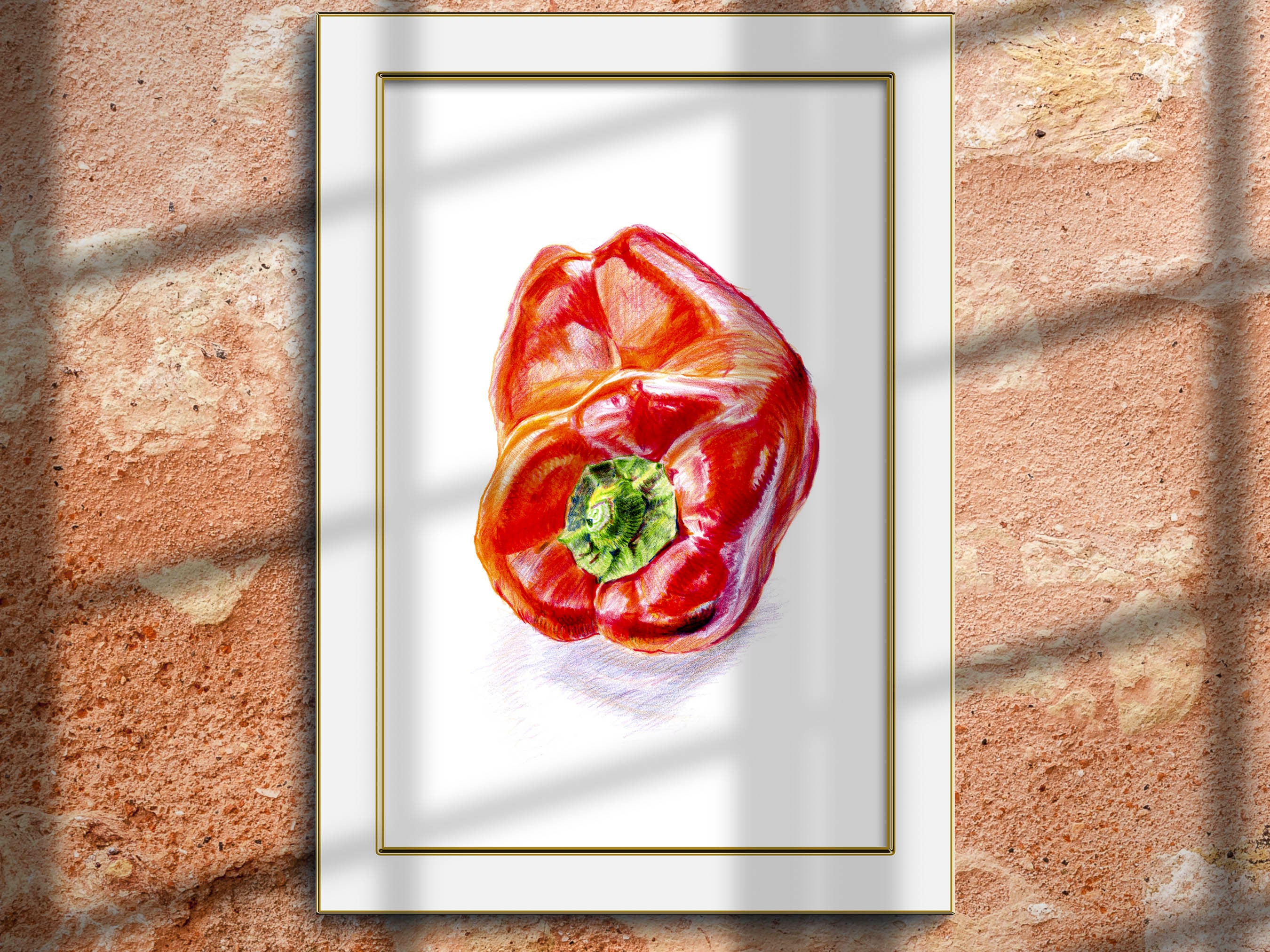 Red Bell Pepper Drawing Instant Download. Red Pepper Drawing. Culinary ...