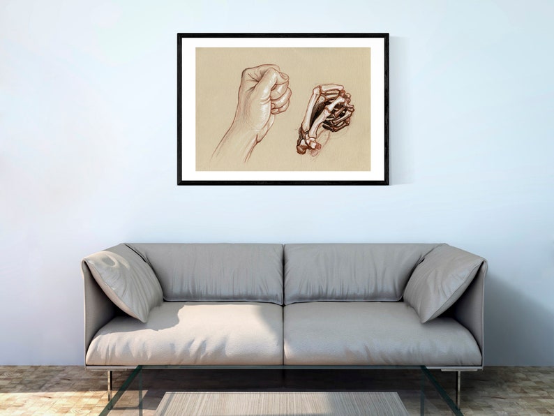 Printable Anatomical Poster of a Fist and Its Bones, Orthopedic Surgeon ...