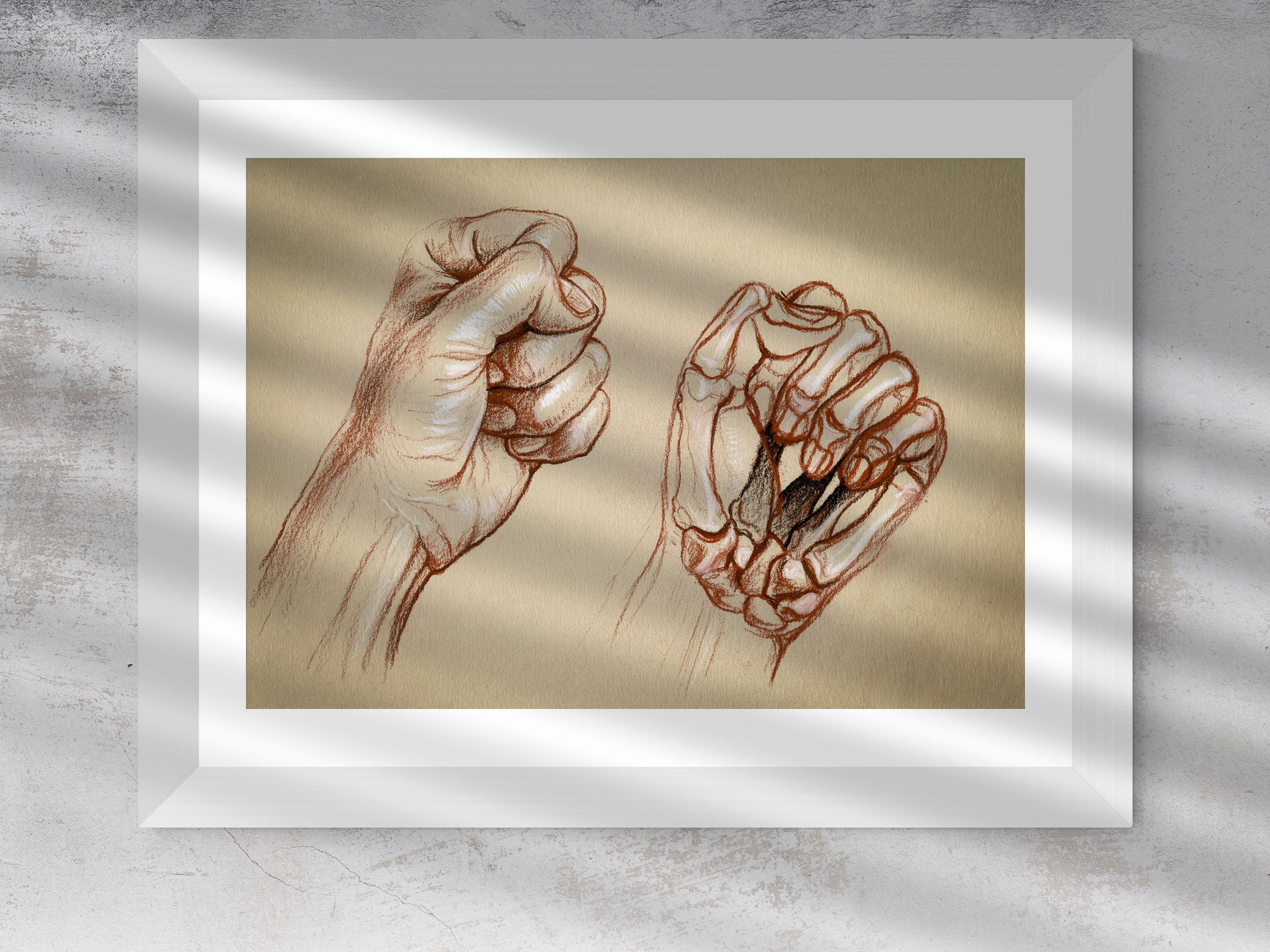 Hand Anatomy Art Print: Metacarpal Carpal Drawing (digital Download ...