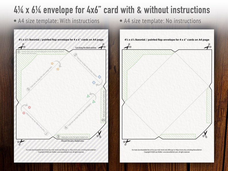 4x6” Pointed Flap Envelope Printable Baronial Flap Envelope 4x6 ...