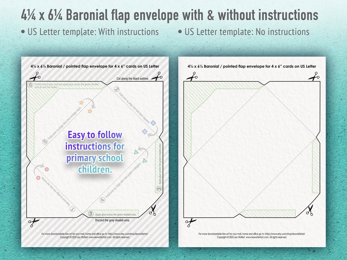 4x6” Pointed Flap Envelope Printable Baronial Flap Envelope 4x6 ...