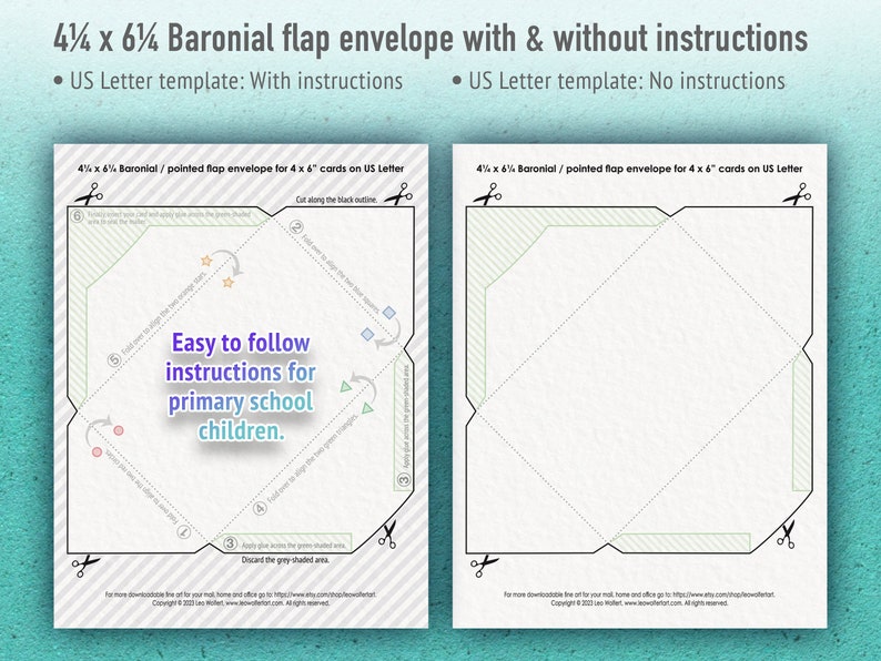 4x6” Pointed Flap Envelope Printable Baronial Flap Envelope 4x6 ...