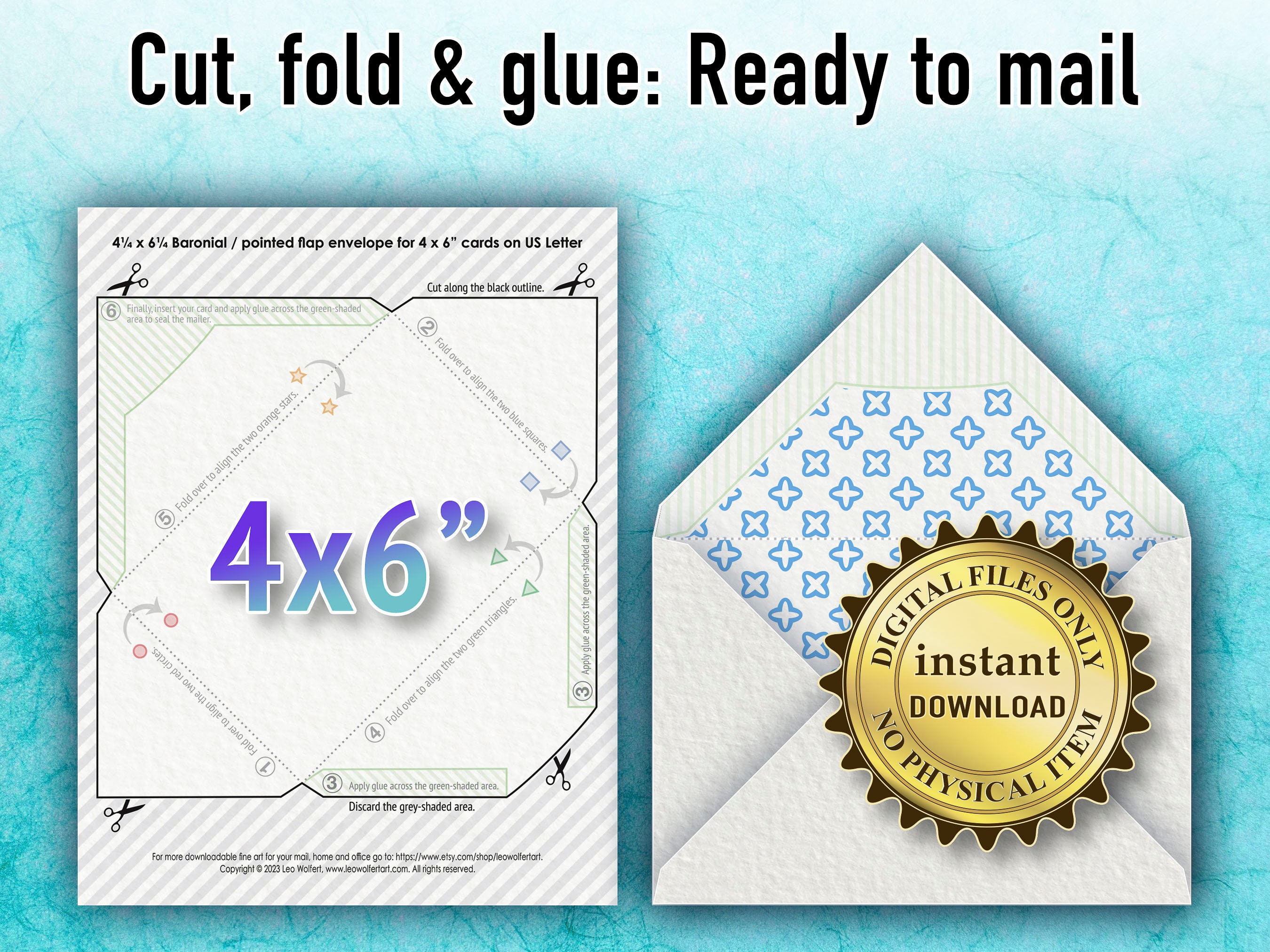 4x6” Pointed Flap Envelope Printable Baronial Flap Envelope 4x6 ...