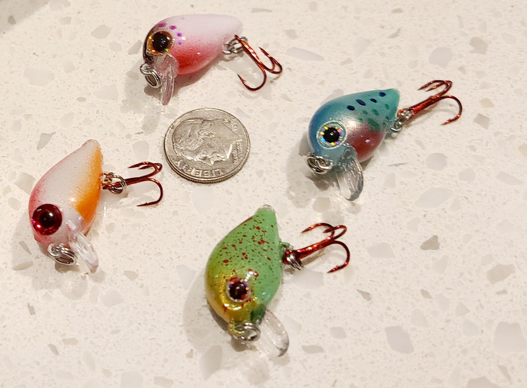4 Pack Miniature Crappie/ Bream Crank Bait Lures; Custom Hand Painted ...