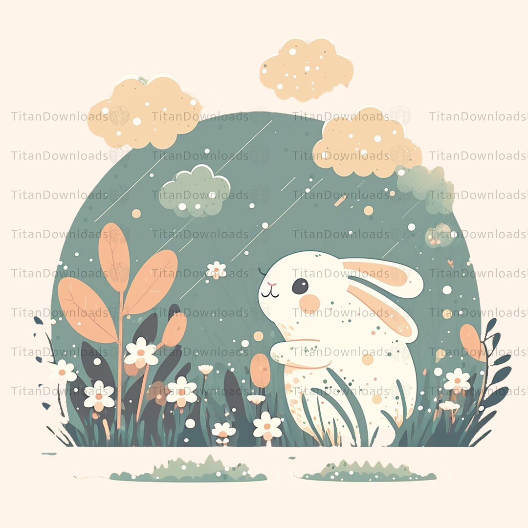 Cute Bunny and Flowers PNG - Instant Digital Download - Tshirt Design ...