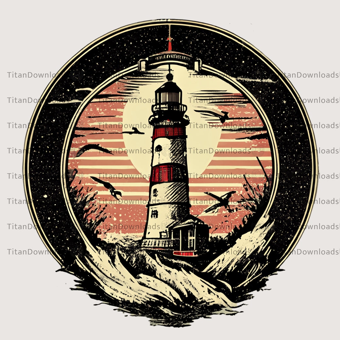 Lighthouse Vintage PNG Instant Digital Download Tshirt Design Print ...