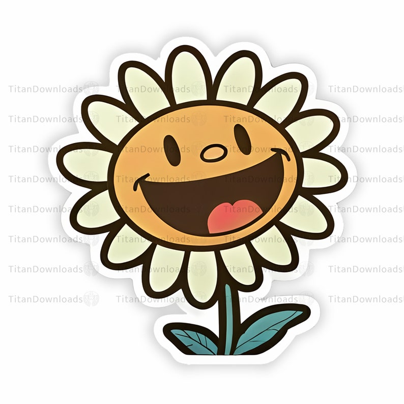 Flower Happy PNG Instant Digital Download Sticker Design Print Graphic ...