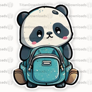 Cute Panda With Backpack PNG Instant Digital Download Vector Image ...