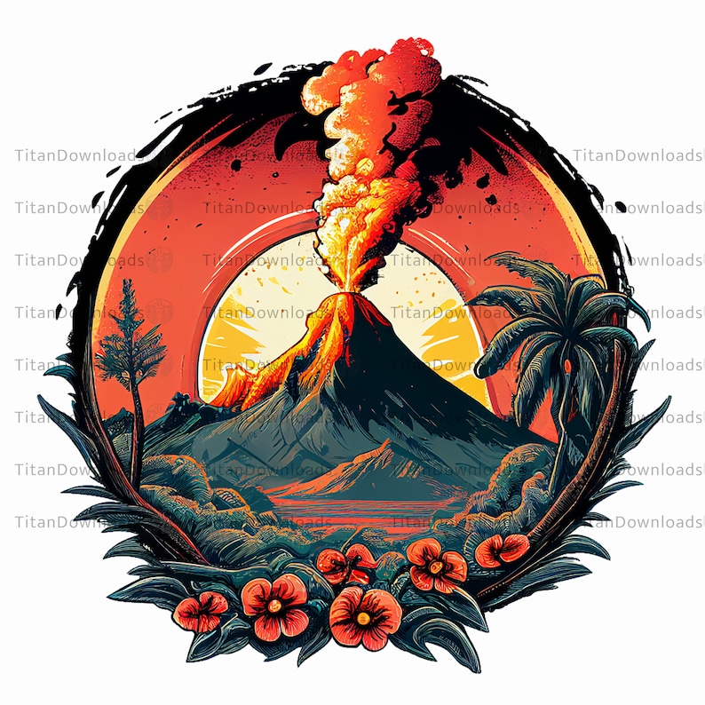 Volcano Vintage PNG Instant Digital Download Tshirt Design Print ...
