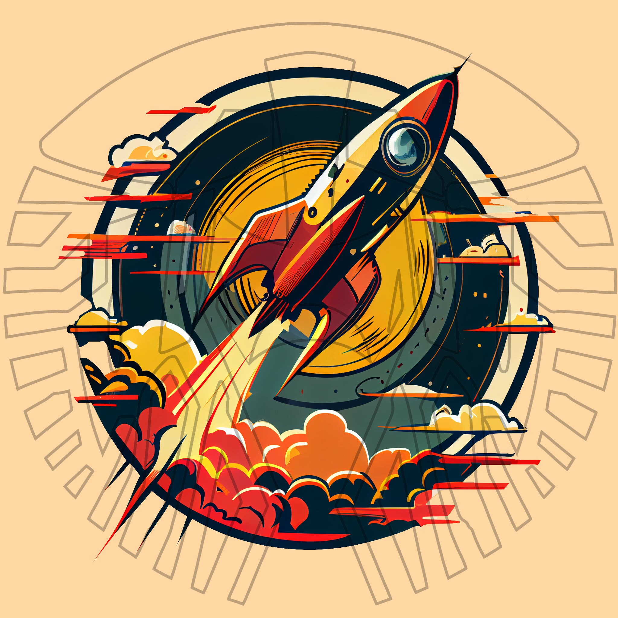 Rocket Ship PNG - Digital Download - Tshirt Design Vector Png - Rocket ...