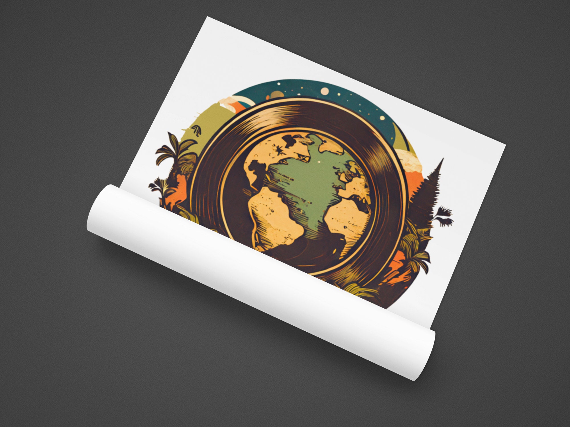 Earth Vintage PNG Instant Digital Download Tshirt Design Print Graphic ...