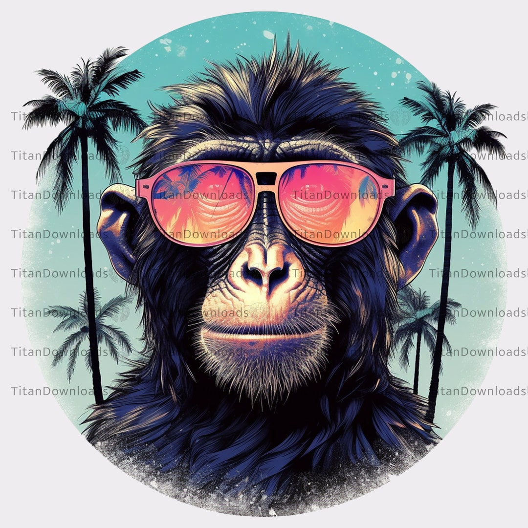 Retro Monkey PNG Instant Digital Download Tshirt Design Print - Etsy