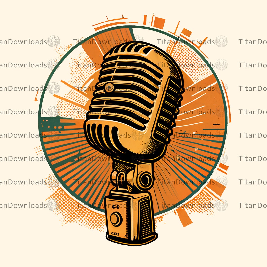 Vintage Microphone Png - Tshirt Design Print - Vector Image - Instant ...