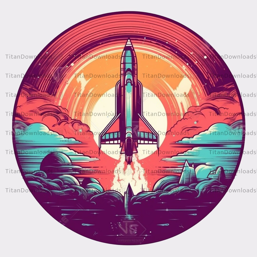 Retro Rocket PNG Instant Digital Download Tshirt Design Print Graphic ...