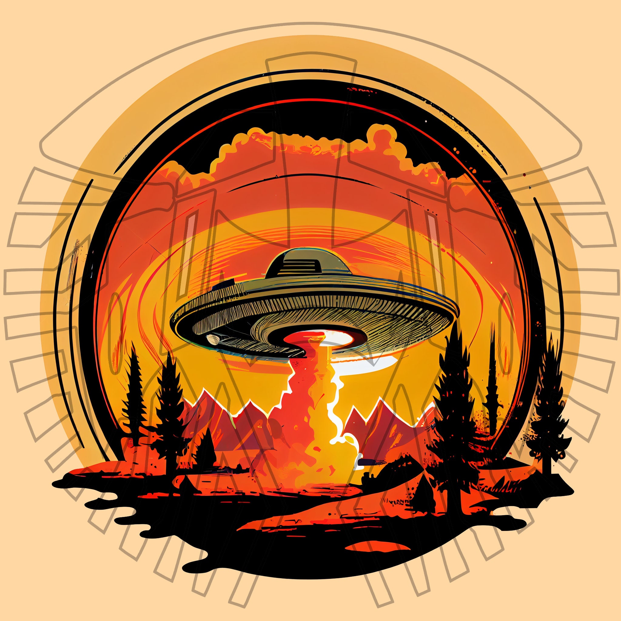 UFO Vintage Digital Download PNG - Instant Download - Tshirt Design Png ...