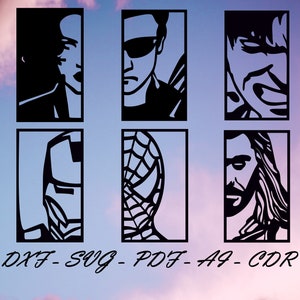Marvel Avengers 6 Pieces Cut Svg Dxf File Wall Sticker Pdf Silhouette ...