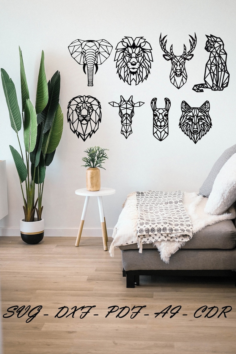 Animals Geometric Packet, Polygon Svg Cut Svg Dxf File Wall Sticker Pdf ...