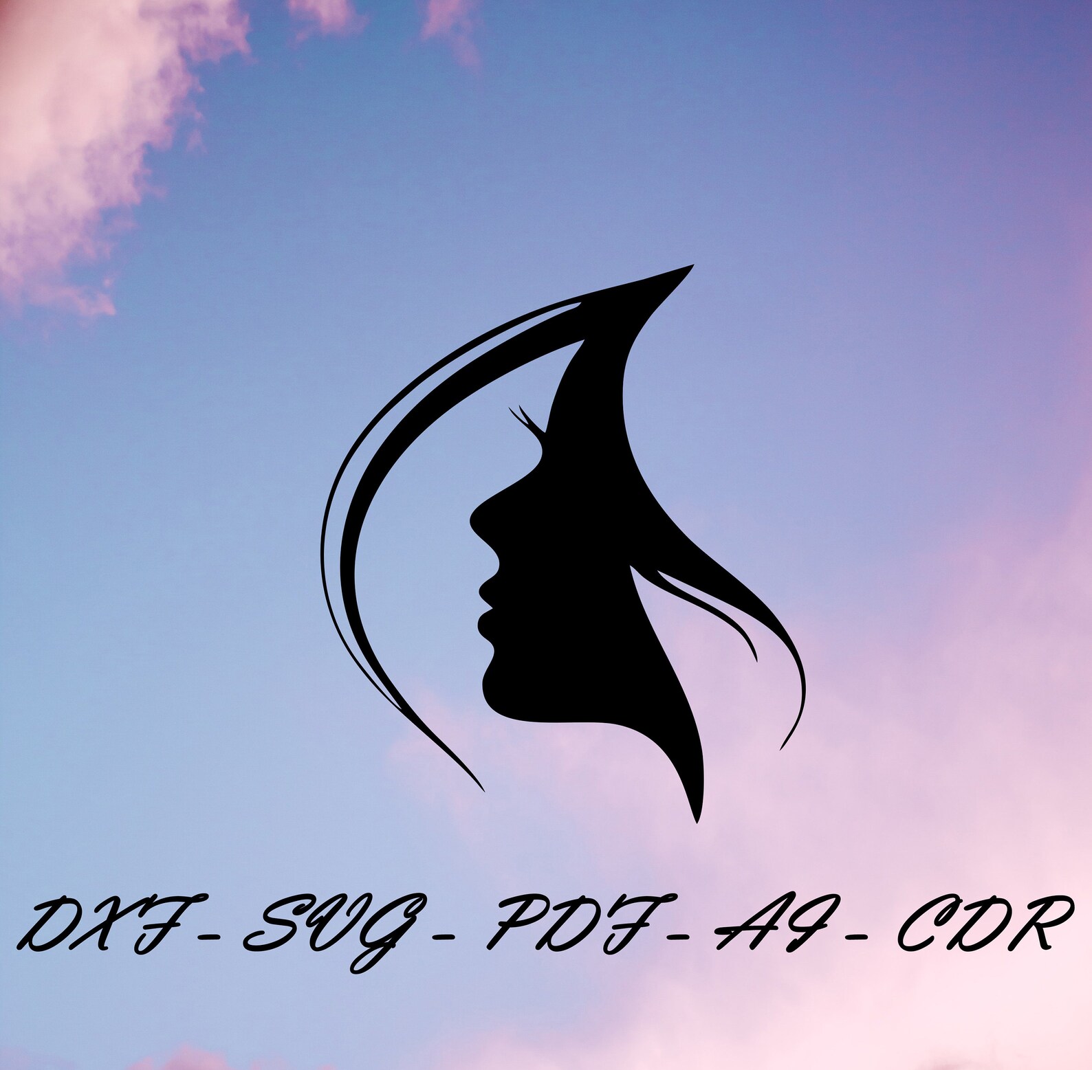 Woman Face Cut Svg Dxf File Wall Sticker Pdf Silhouette Template Cnc ...