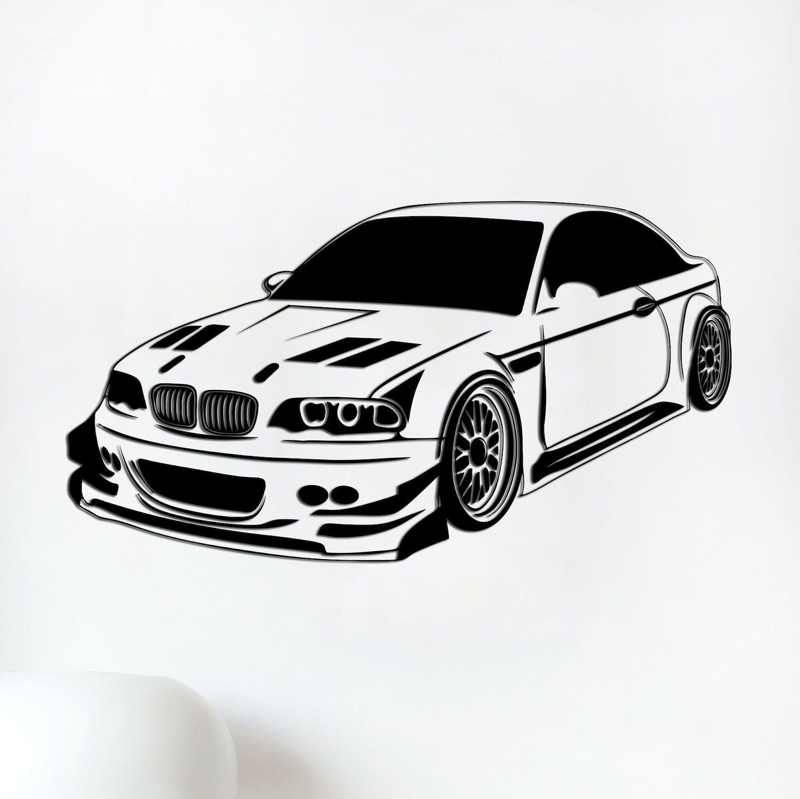 BMW E46 M3 Svg Cut Svg Dxf File Wall Sticker Pdf Silhouette Template ...