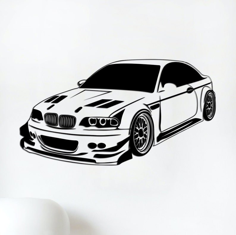 BMW E46 M3 Svg Cut Svg Dxf File Wall Sticker Pdf Silhouette Template ...