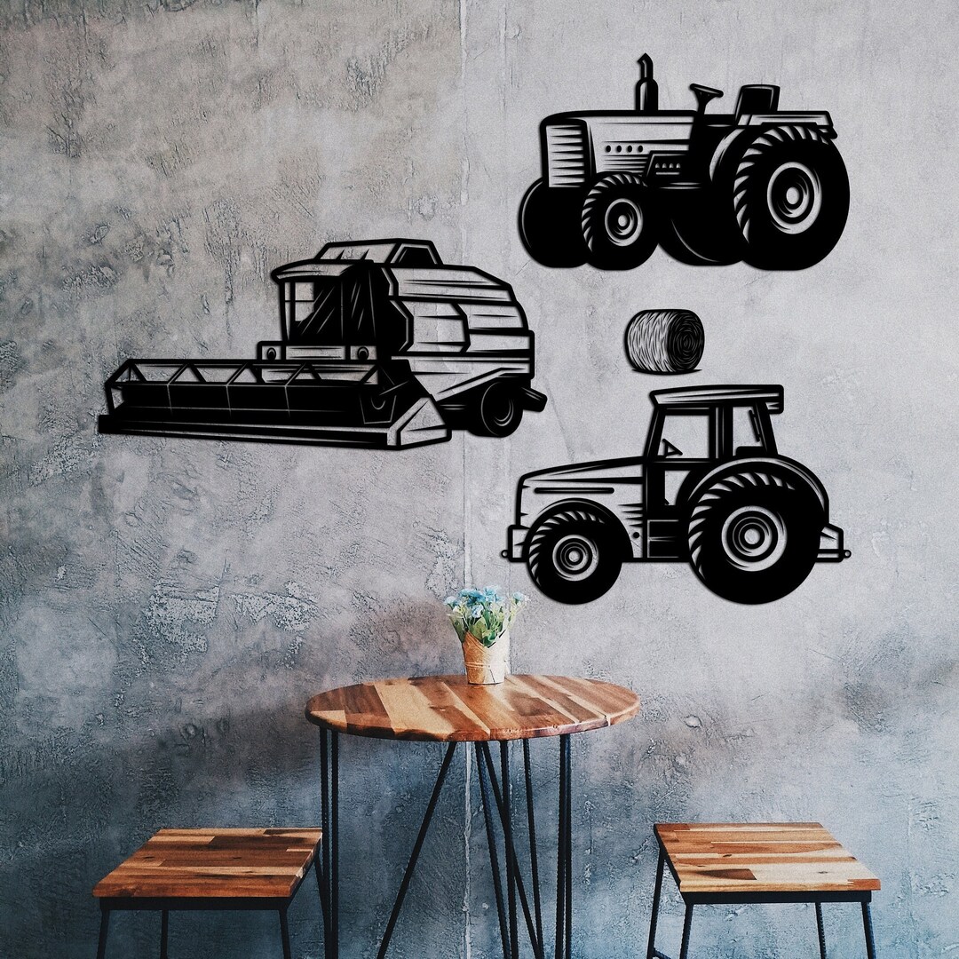 Harvesting Tractor Farm Set Cut Svg Dxf File Wall Sticker Pdf ...