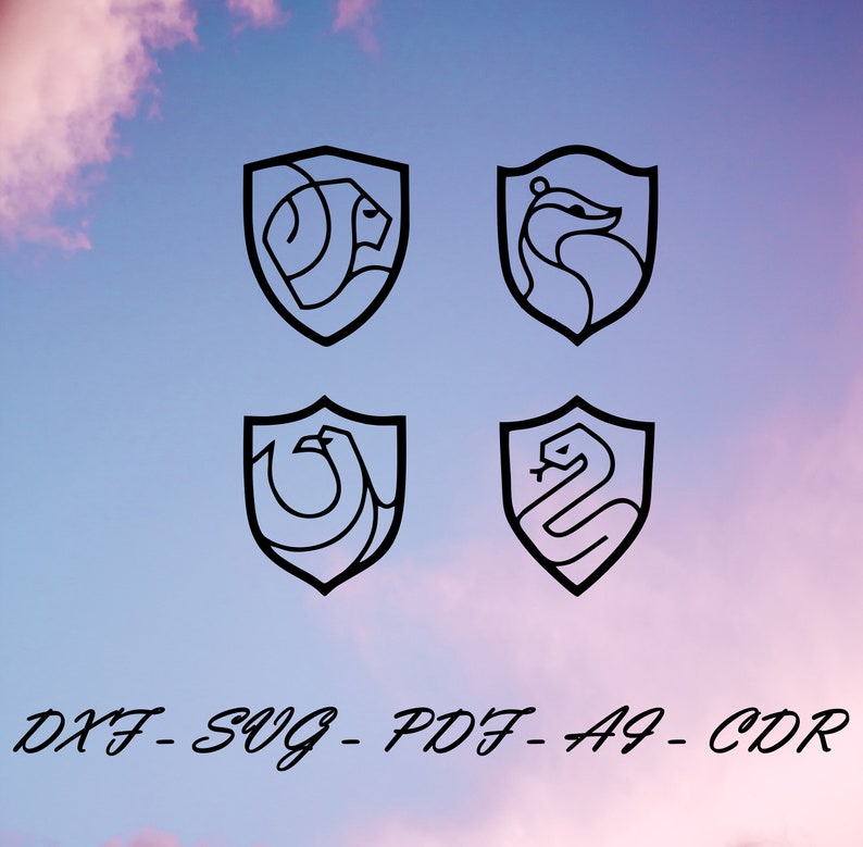 House Crests Cut Svg Dxf File Wall Sticker Pdf Silhouette Template Cnc ...
