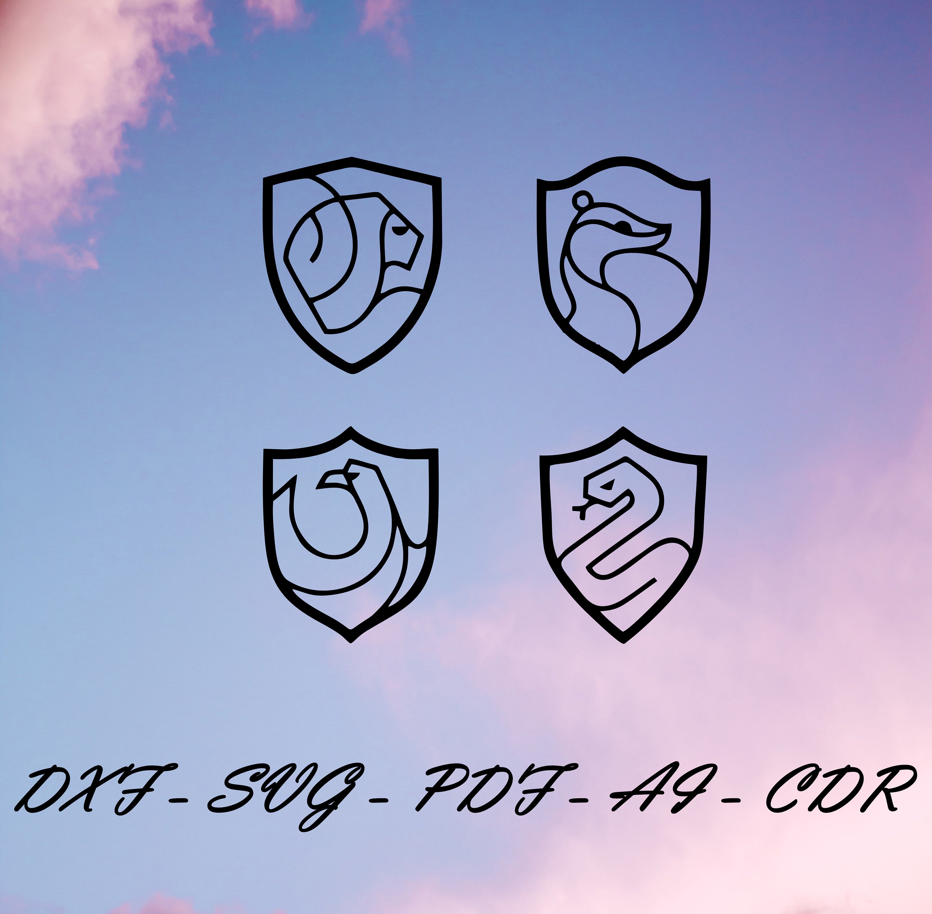 House Crests Cut Svg Dxf File Wall Sticker Pdf Silhouette Template Cnc ...
