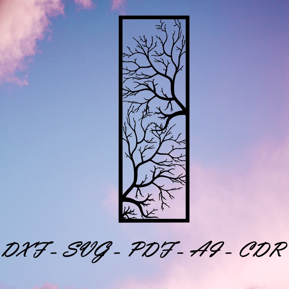 Tree Panel Svg Laser Cut Dxf File Wall Sticker Pdf Silhouette Template ...