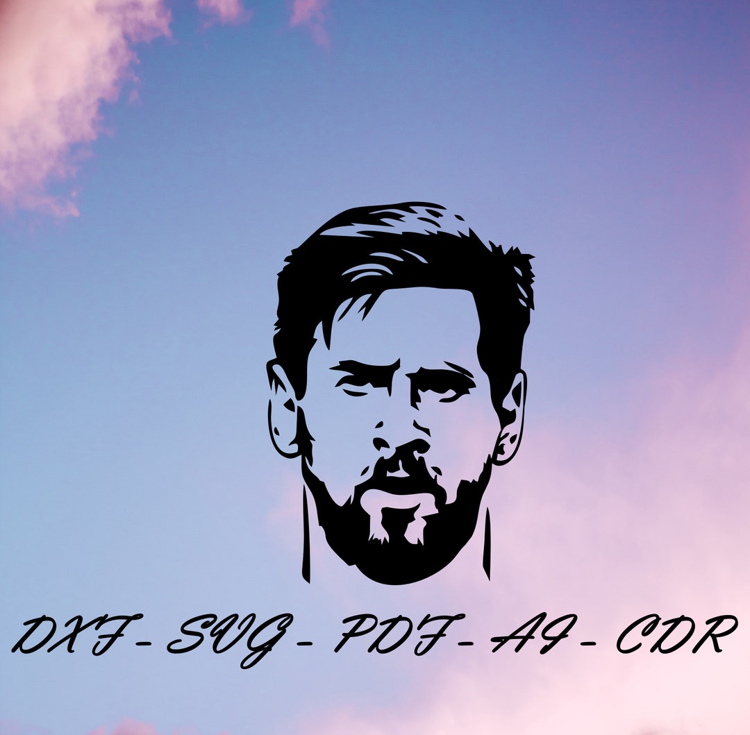 Messi Cut Svg Dxf File Wall Sticker Pdf Silhouette Template Cnc Cutting ...