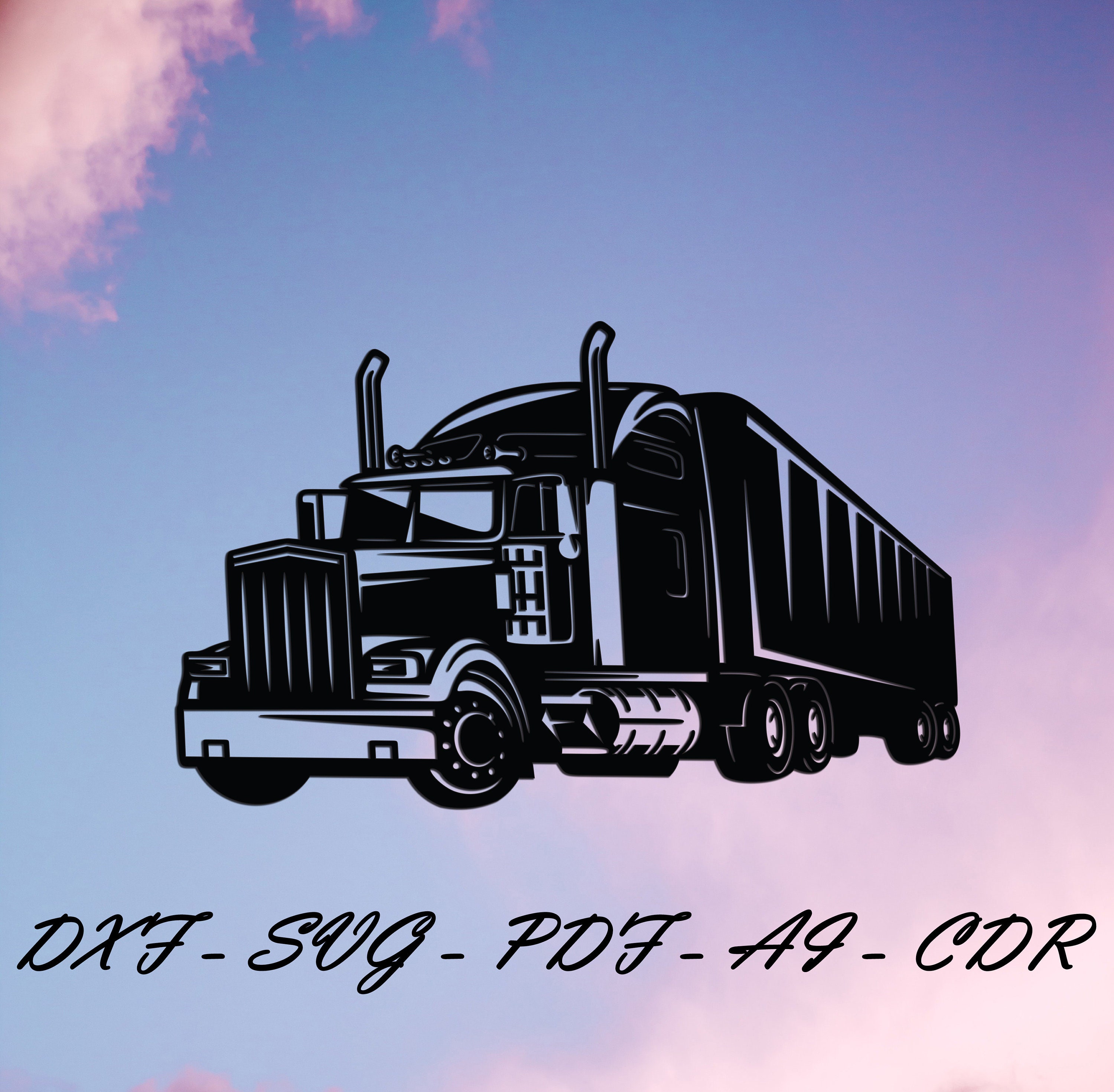 American Truck Svg Cut Svg Dxf File Wall Sticker Pdf Silhouette ...