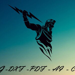 Zeus With Lightning Mythology Cut Svg Dxf File Wall Sticker Pdf ...